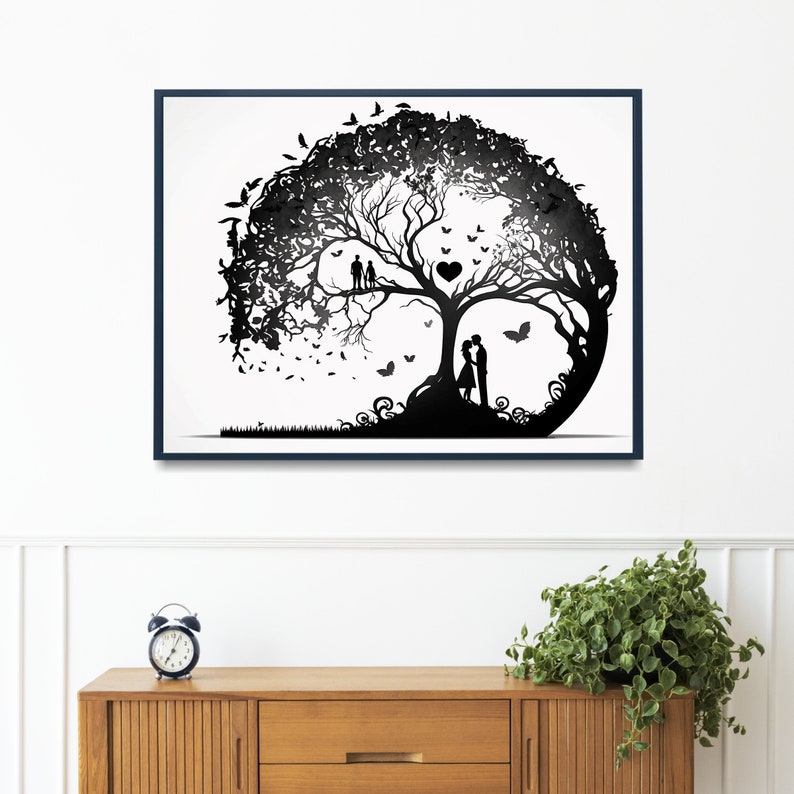 Whimsical, Black & White Family Tree, Printable Download, Family Wall ...