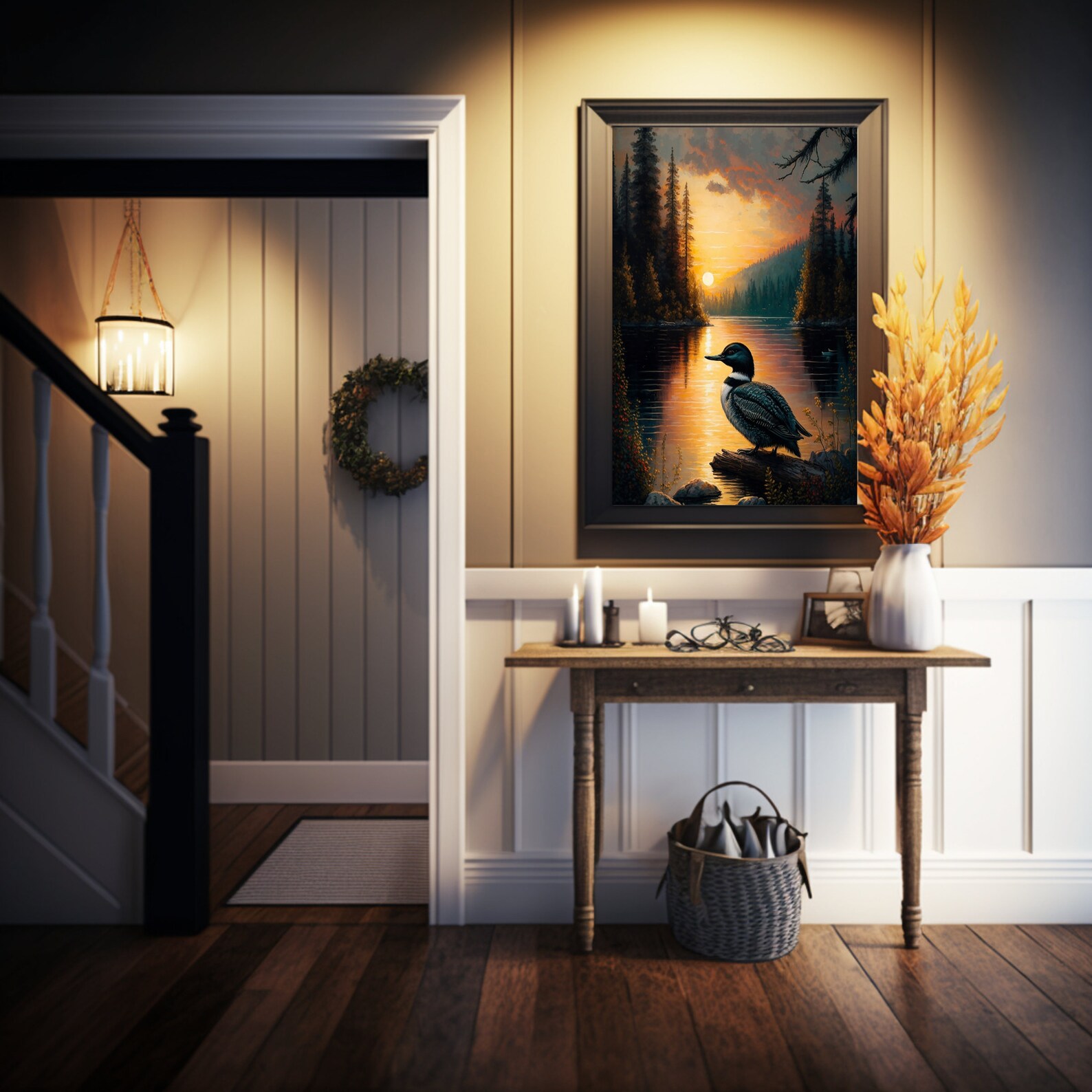 Printable Wall Art Sunset Loon Lake Common Loon Loon Decor - Etsy