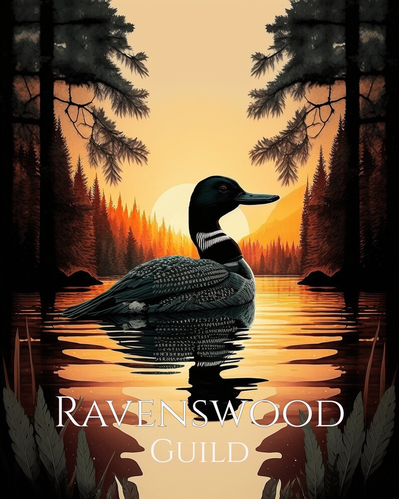 Printable Wall Art, Loon Lake, Loon Digital Download, Common Loon, Loon ...