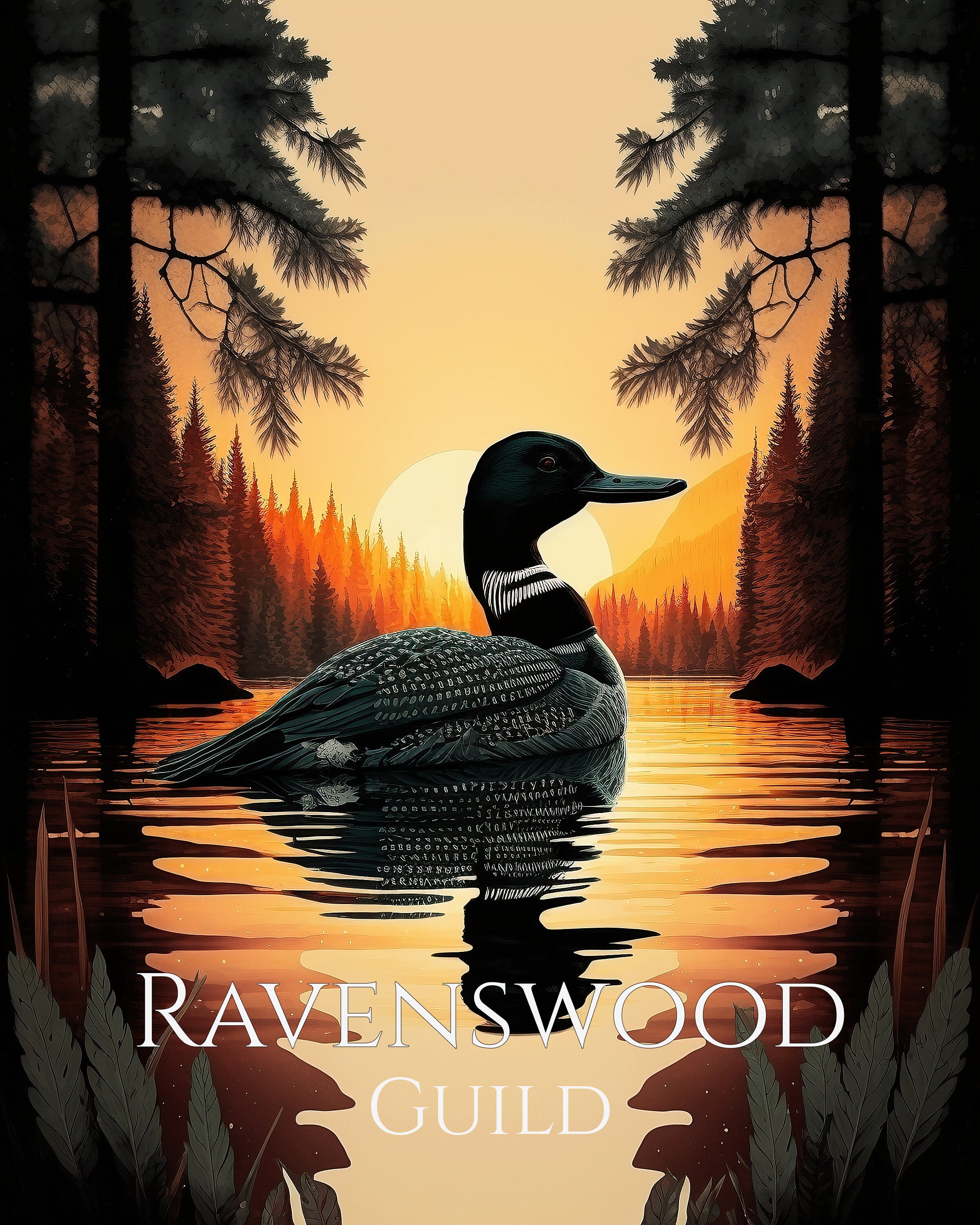 Printable Wall Art, Loon Lake, Loon Digital Download, Common Loon, Loon ...