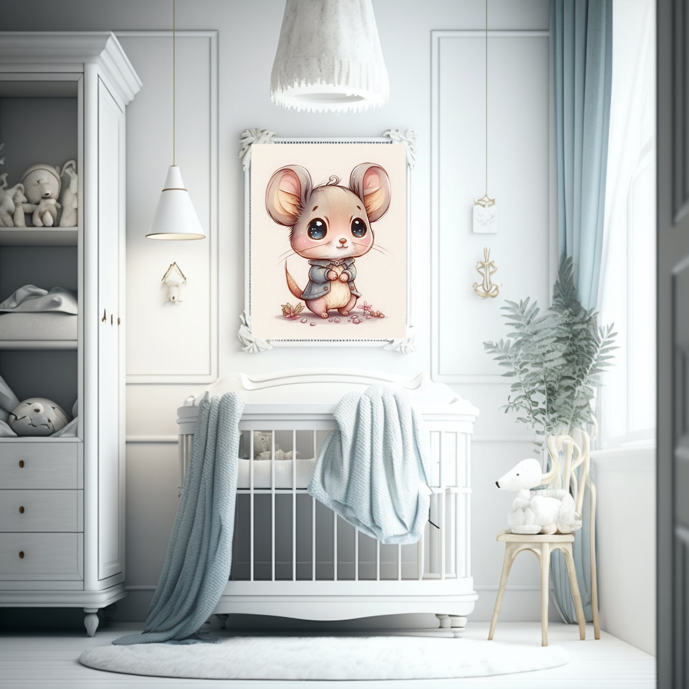 Printable Art, Nursery Decor Baby Mouse, Farm Animals Nursery, Cute ...