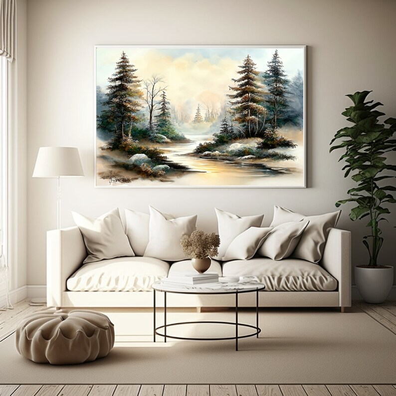 Printable Art, Lazy River, Pine Tree Wall Art, Nature Inspired Decor ...