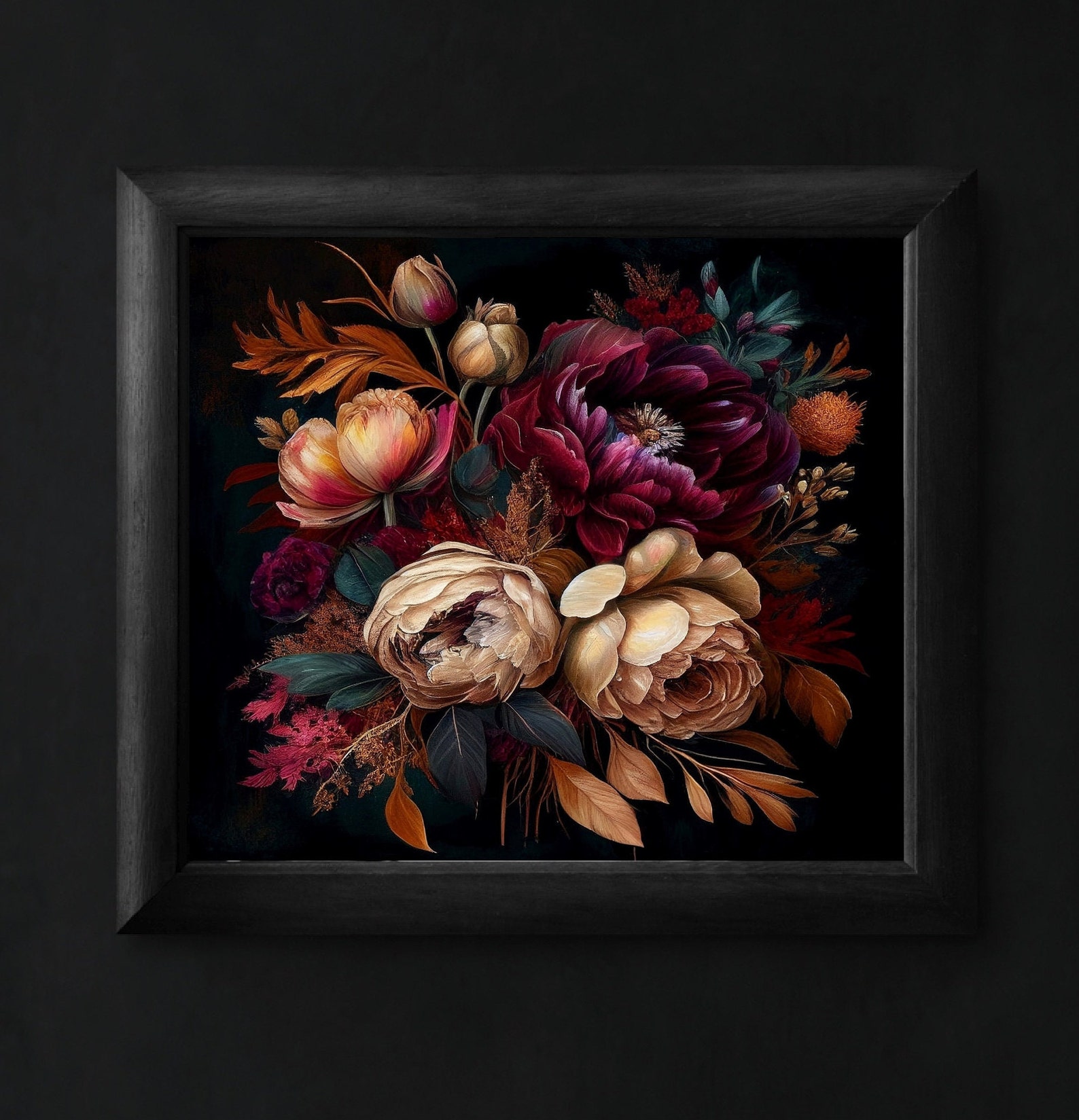 Printable Art, Dark Floral Print, Dark Academia Prints, Dark ...