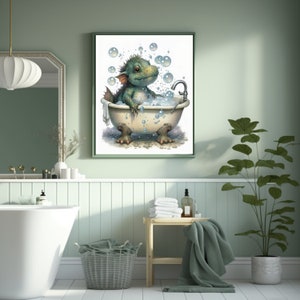 Printable Wall Art, Dragon Wall Art, Cute Baby Dragon, Bathroom Print ...