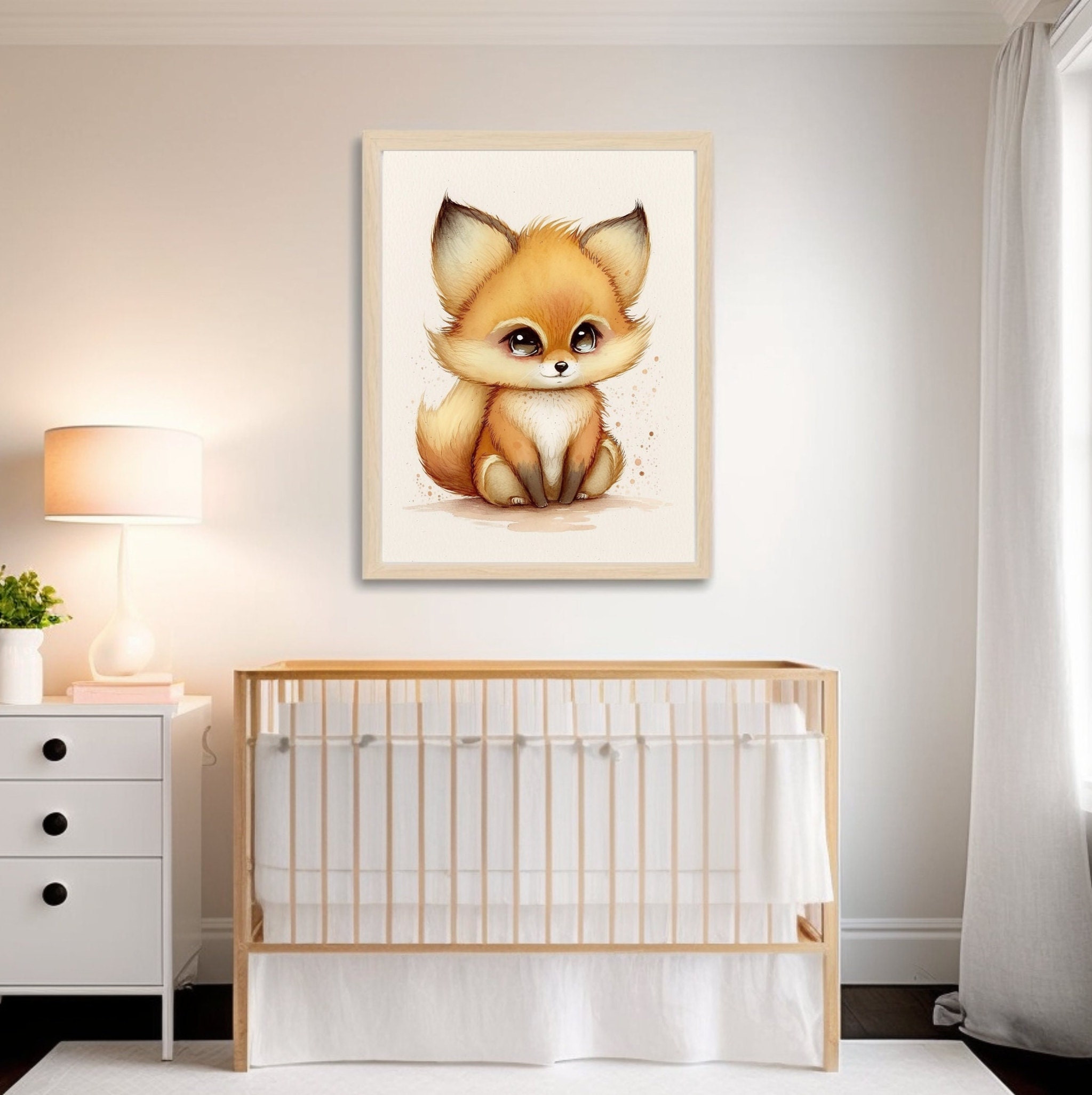 Nursery Decor Baby Fox, Printable Baby Fox Wall Art, Nursery Woodland ...