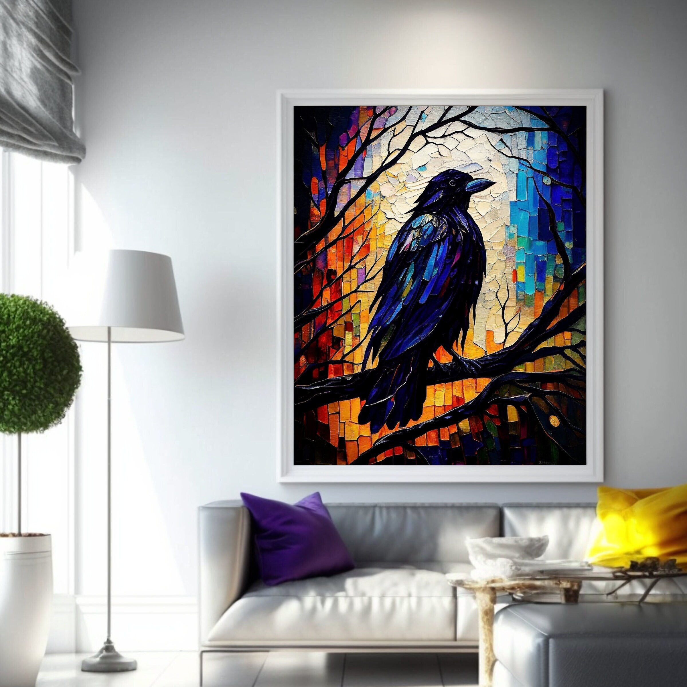 Printable Art, Whimsigoth, Moonlight Raven, Raven Print, Raven Decor ...