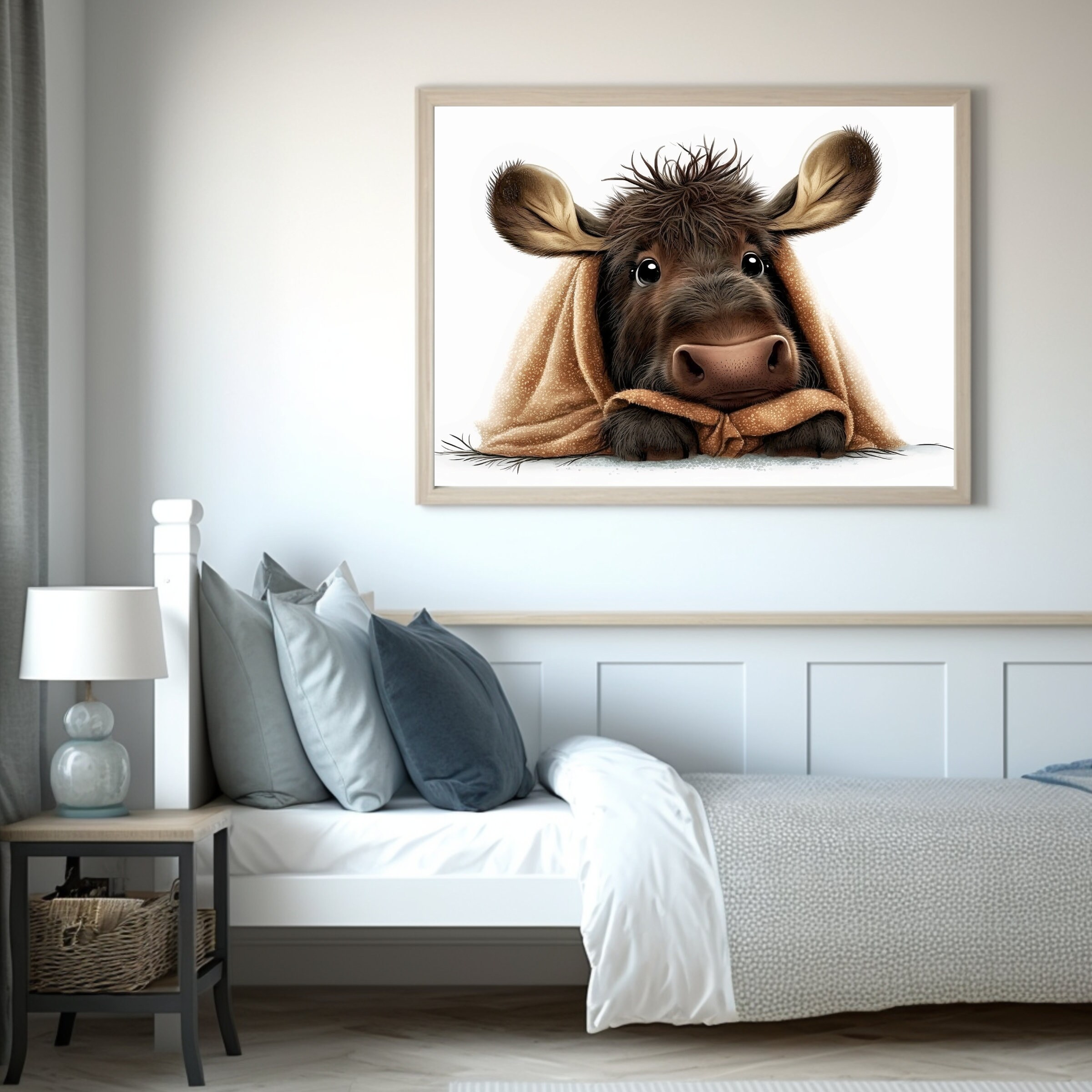 Printable Art, Baby Moose Nursery, Forest Animal Print, Moose Decor ...