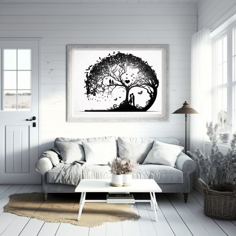 Whimsical, Black & White Family Tree, Printable Download, Family Wall ...