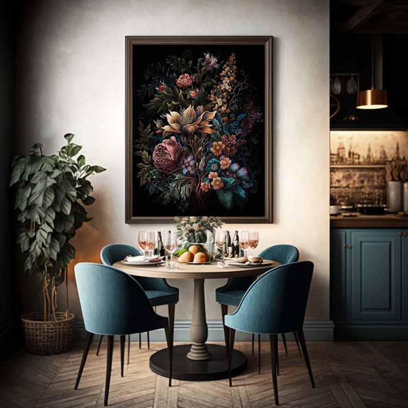 Printable Wall Art Moody Floral Art Dark Botanical Print Etsy