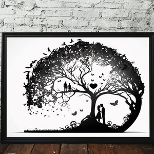 Whimsical, Black & White Family Tree, Printable Download, Family Wall ...