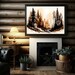 Printable Art, Watercolor Rust Forest, Pine Tree Art, Log Cabin Decor ...