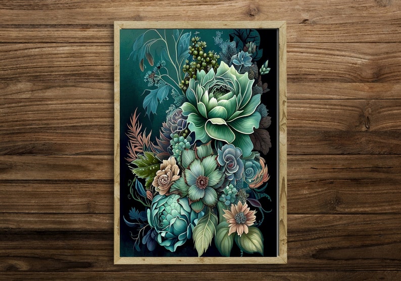 Printable Wall Art, Succulent Digital Download 1, Boho Modern Wall Art ...