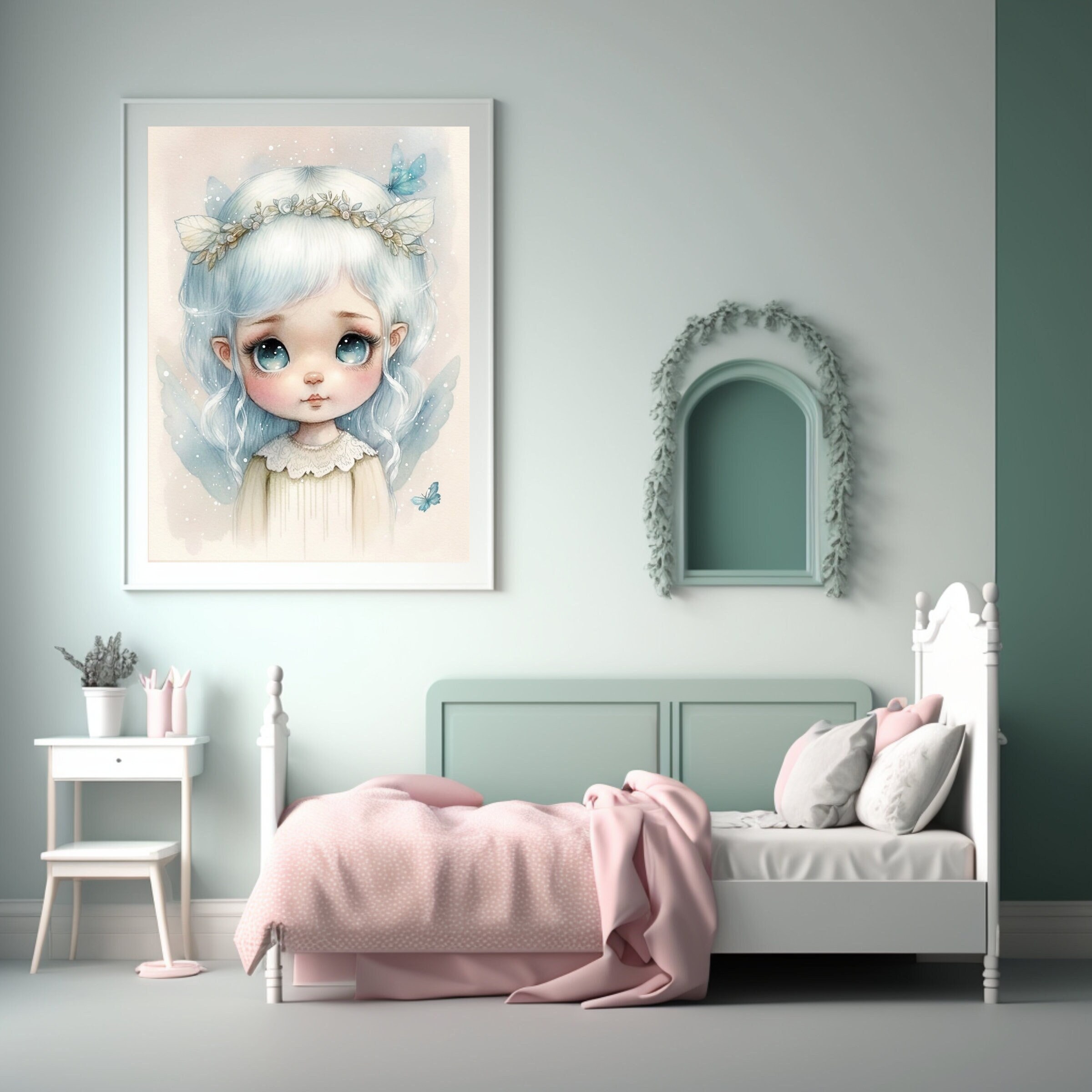 Printable Wall Art, Fairycore, Blue Fairy, Fairy Nursery Art, Fairytale ...
