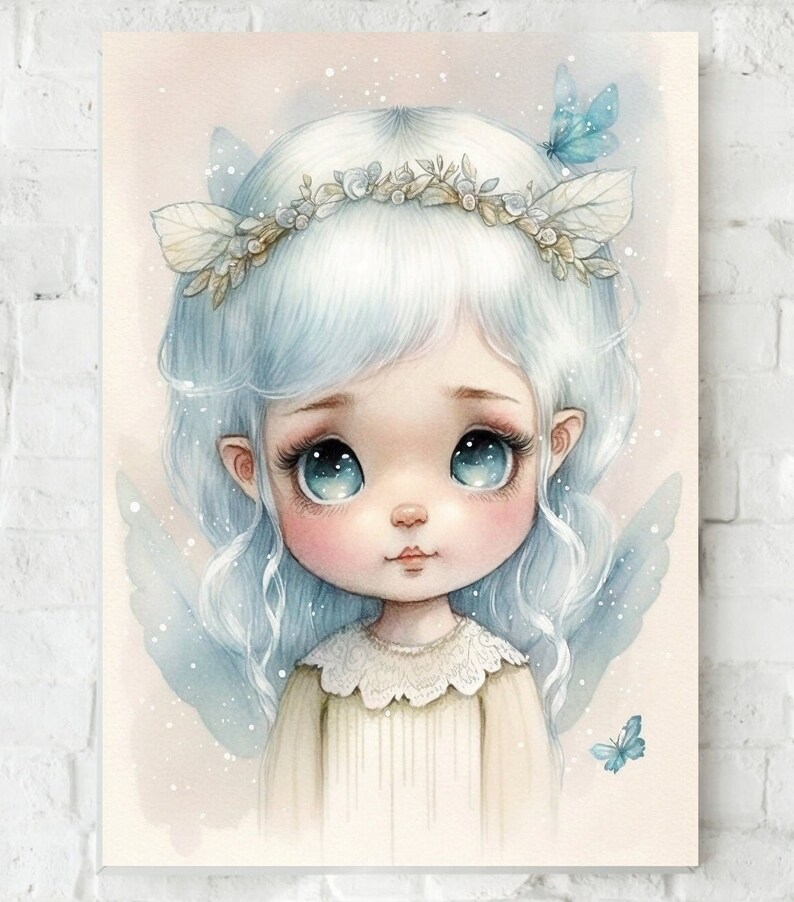 Printable Wall Art, Fairycore, Blue Fairy, Fairy Nursery Art, Fairytale ...