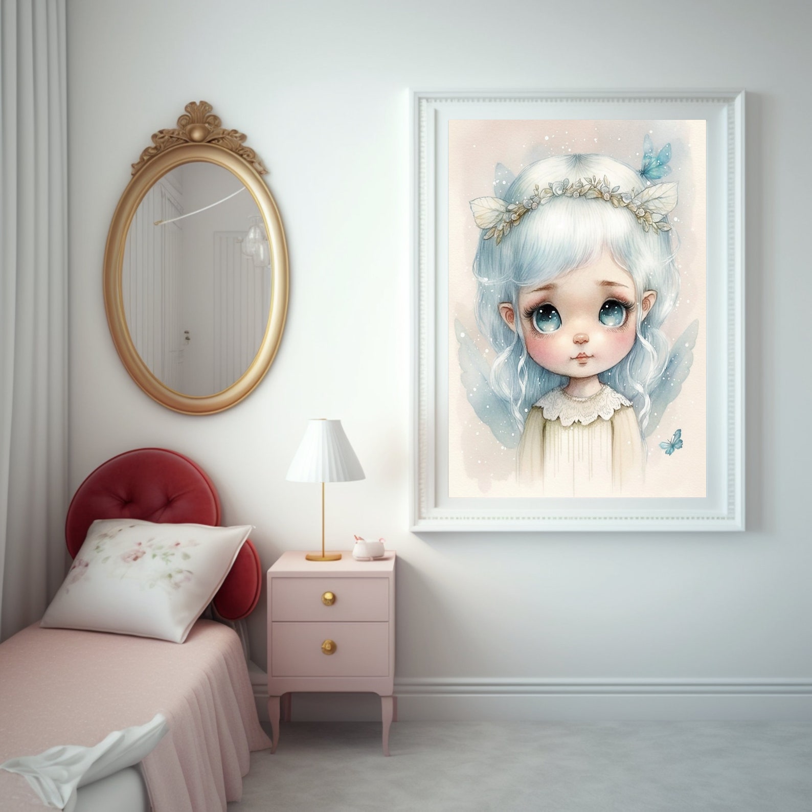 Printable Wall Art, Fairycore, Blue Fairy, Fairy Nursery Art, Fairytale ...