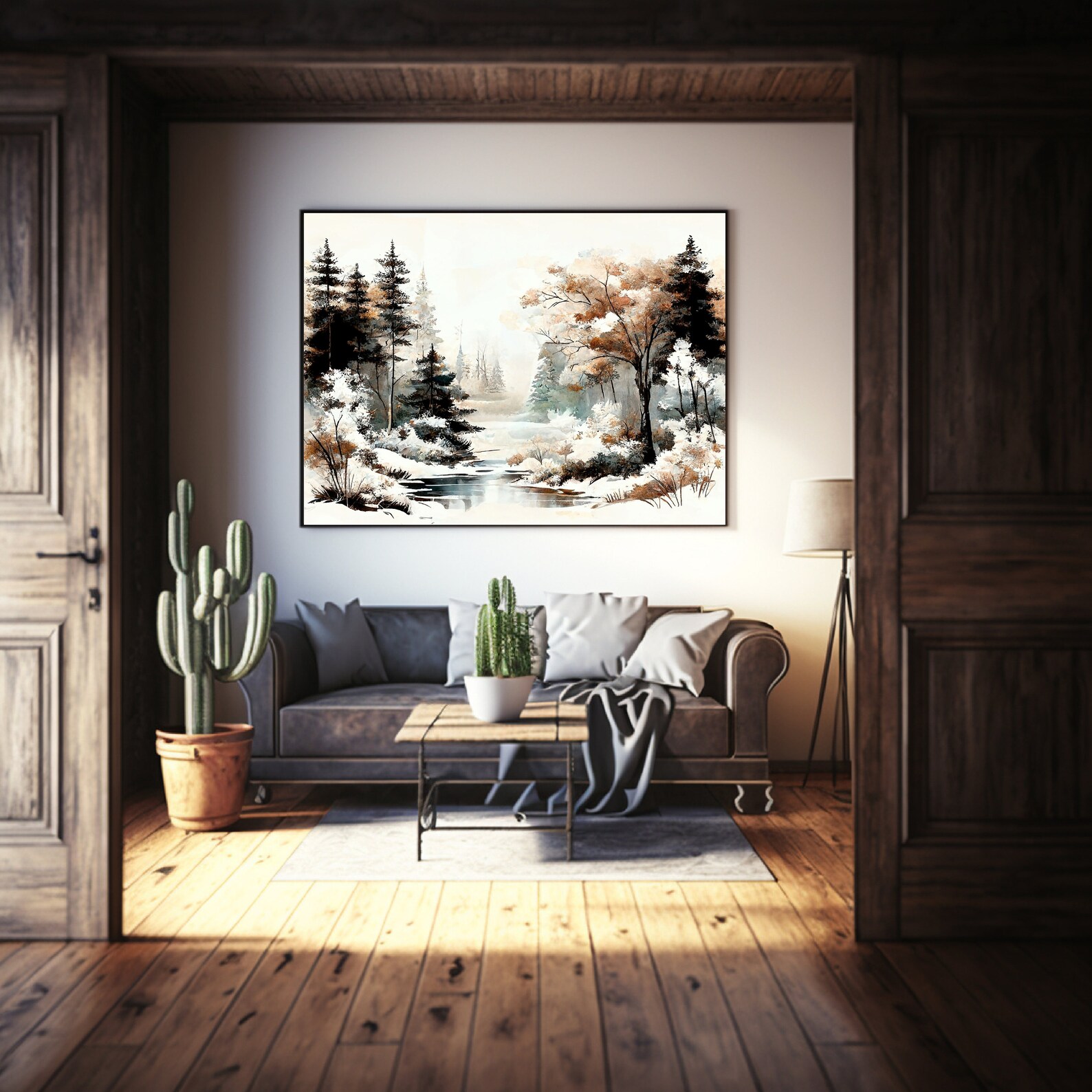 Printable Art, Winter Forest, Masculine Wall Art, Pine Tree Wall Art ...