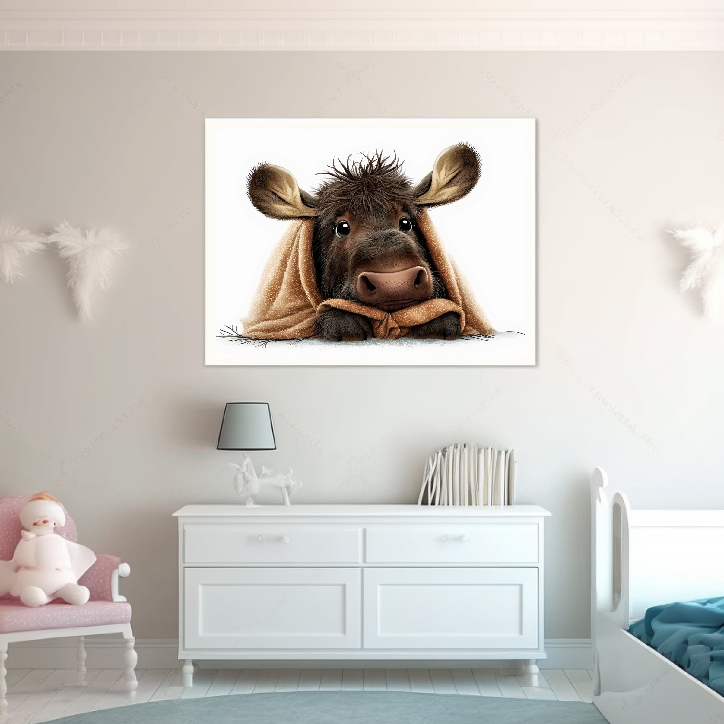 Printable Art, Baby Moose Nursery, Forest Animal Print, Moose Decor ...