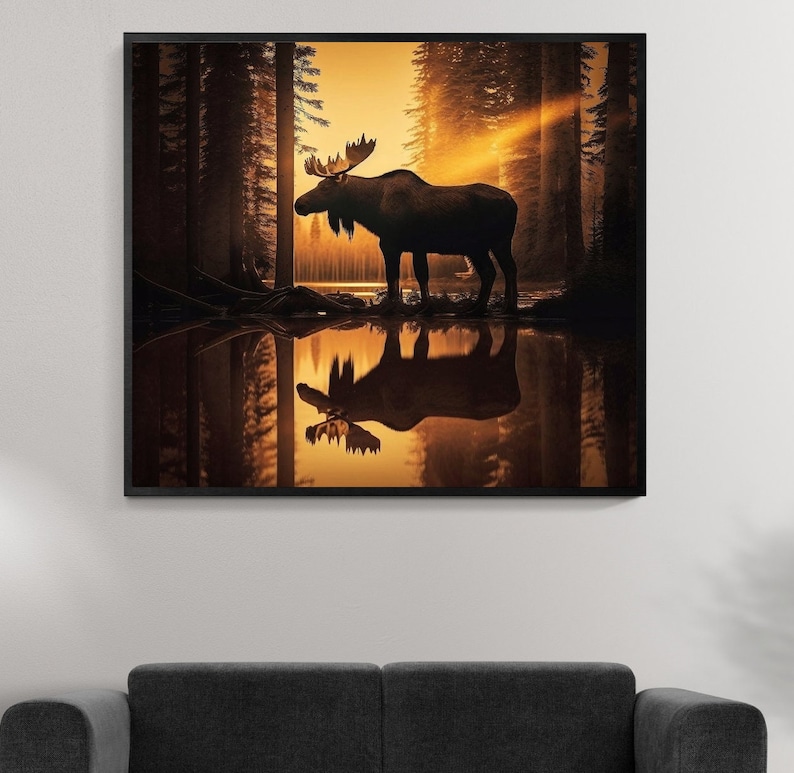 Printable Wall Art, Majestic Moose, Cabin Artwork, Earth Tone Wall Art ...