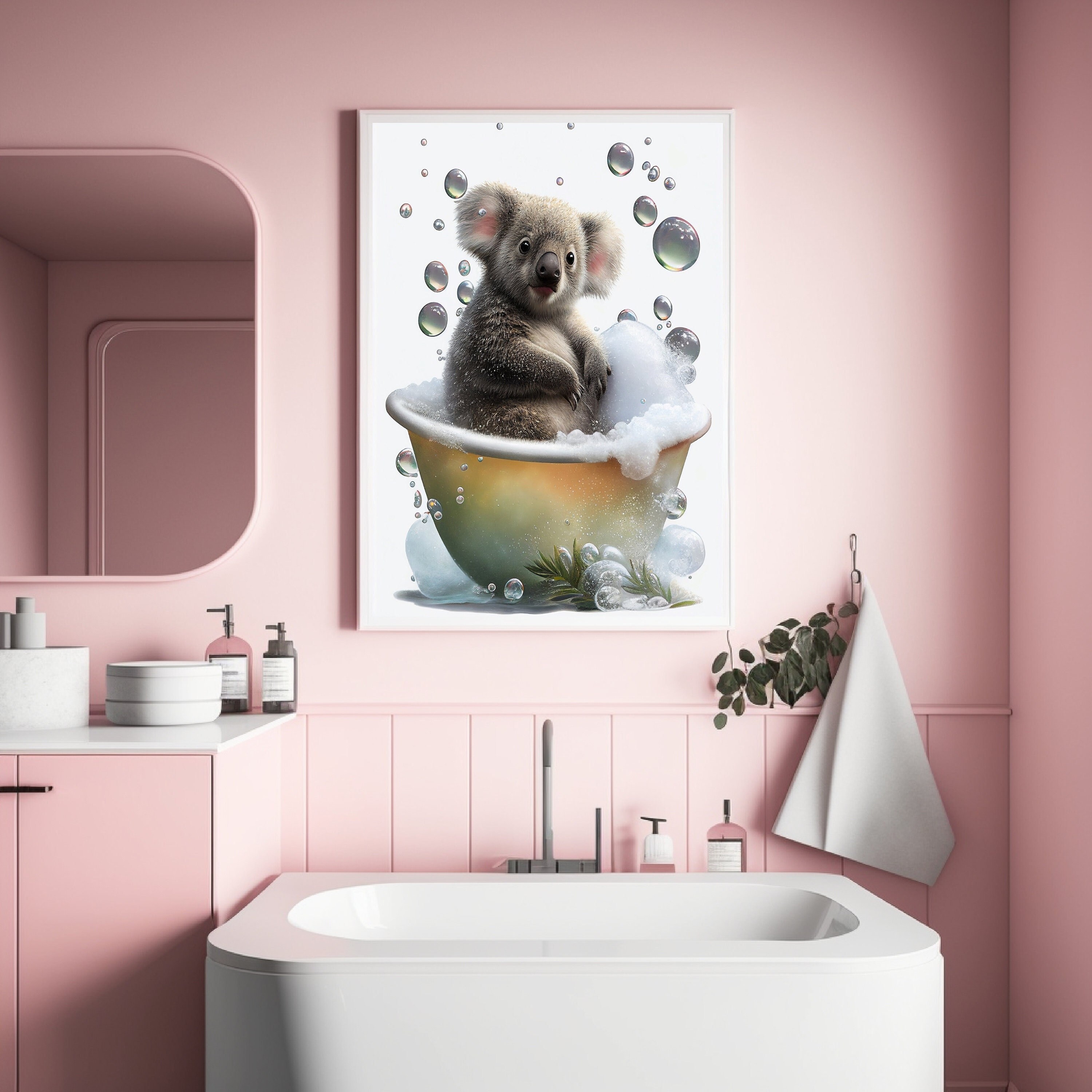 Printable Art, Cute Koala, Animal in Bathtub, Koala Bear Bathroom Wall ...