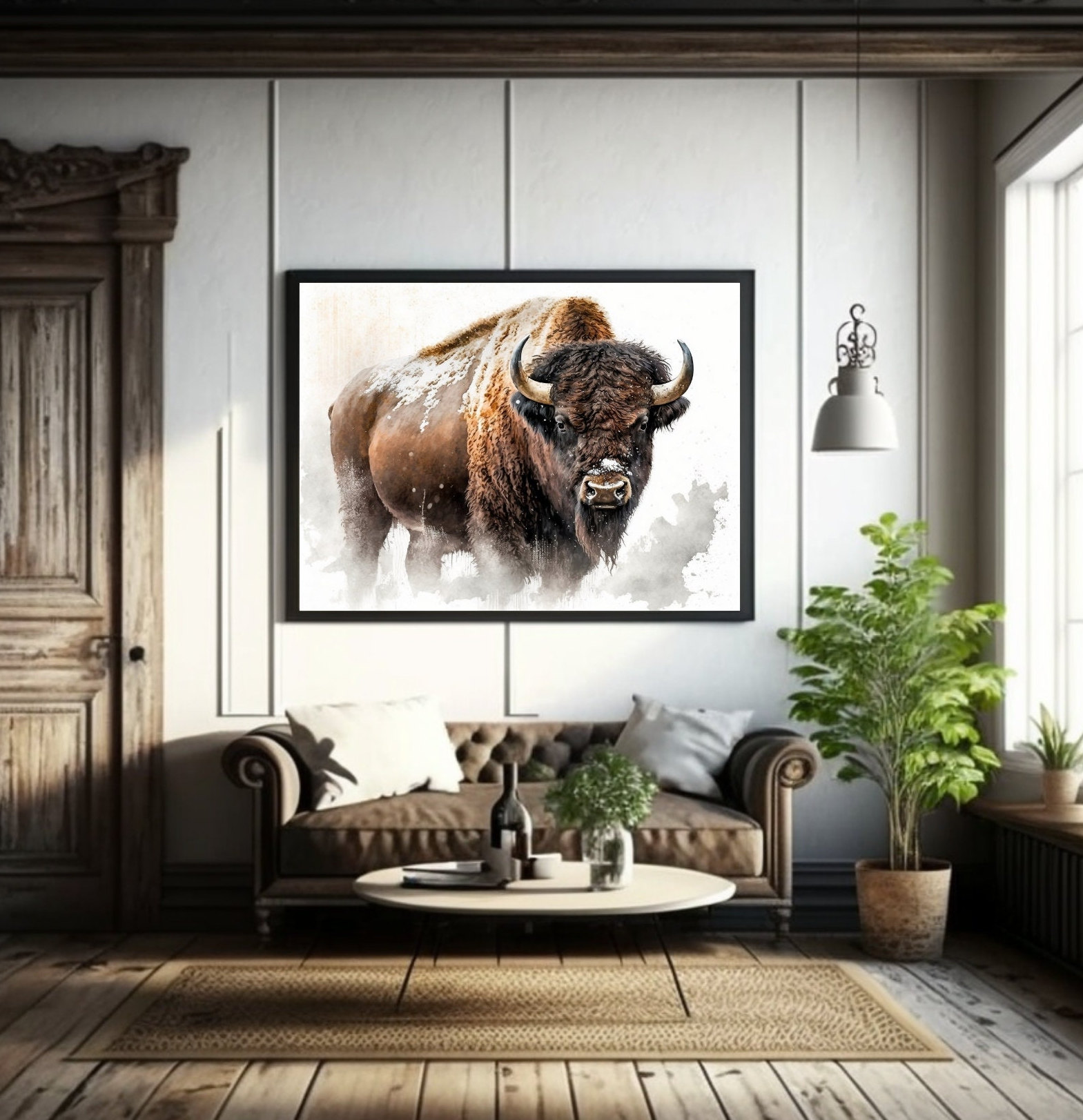 Printable Wall Art, Snow Buffalo Art, Buffalo Artwork, Buffalo Wall Art ...