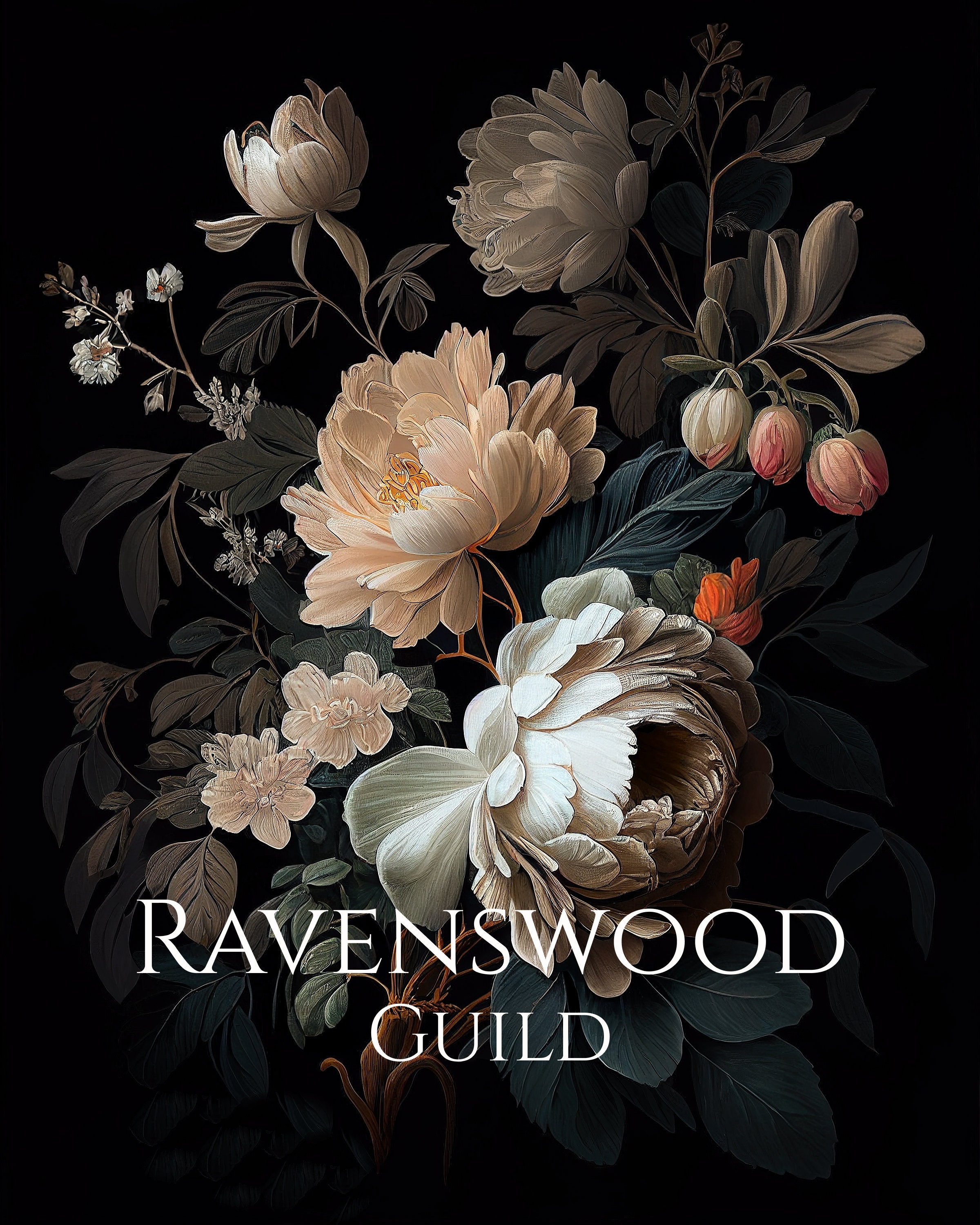 Printable Art, Dark Botanical Print, Peony Painting, Dark Academia ...