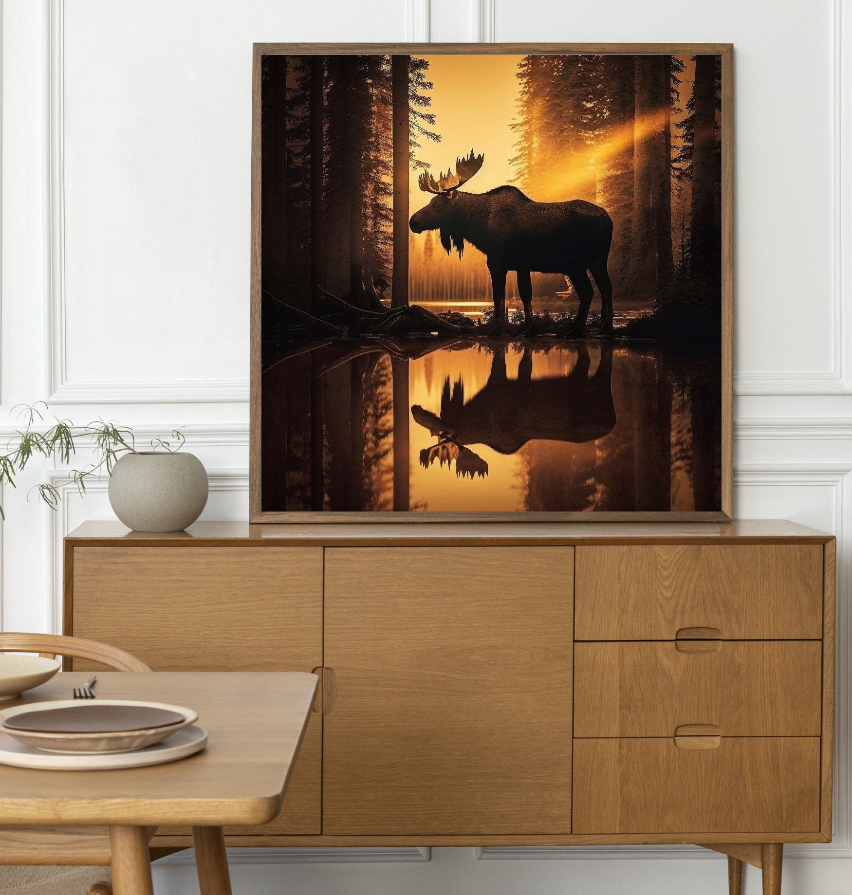 Printable Wall Art, Majestic Moose, Cabin Artwork, Earth Tone Wall Art ...