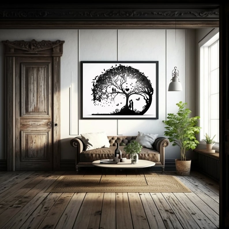 Whimsical, Black & White Family Tree, Printable Download, Family Wall ...
