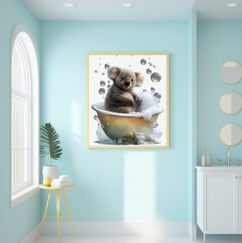 Printable Art, Cute Koala, Animal in Bathtub, Koala Bear Bathroom Wall ...