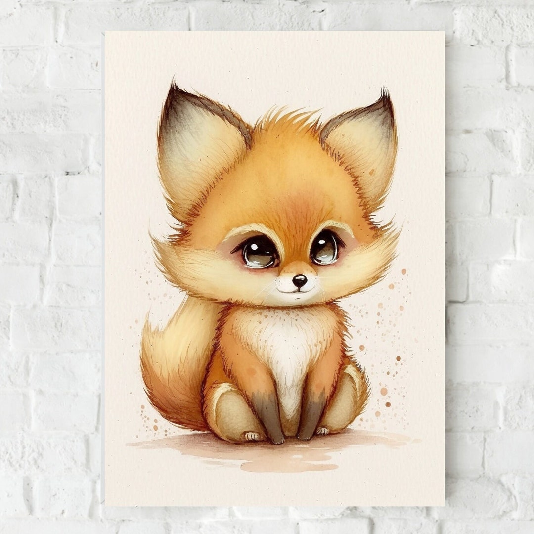 Nursery Decor Baby Fox, Printable Baby Fox Wall Art, Nursery Woodland ...