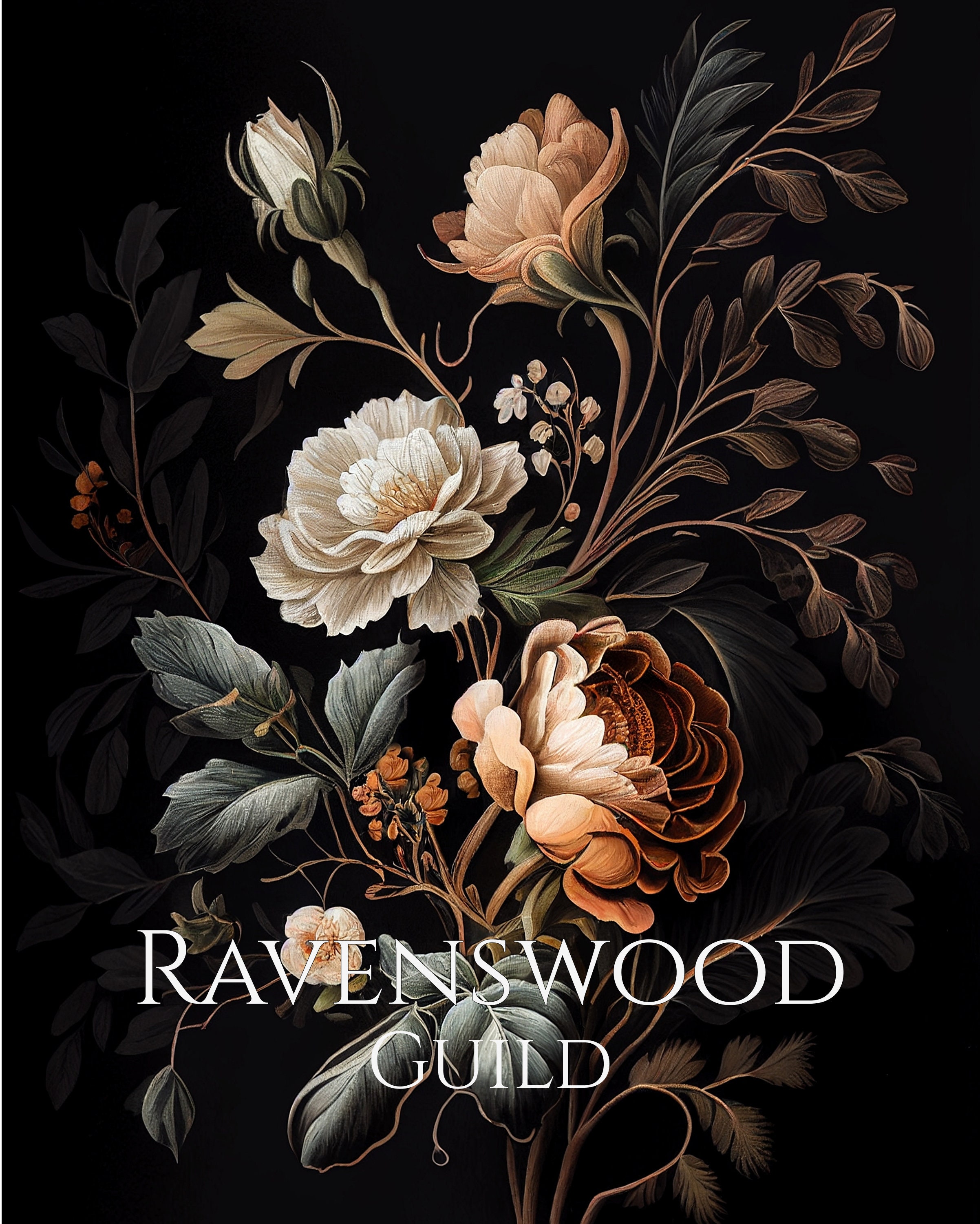 Printable Art, Dark Floral Print, Earth Tone Wall Art, Dark Academia ...