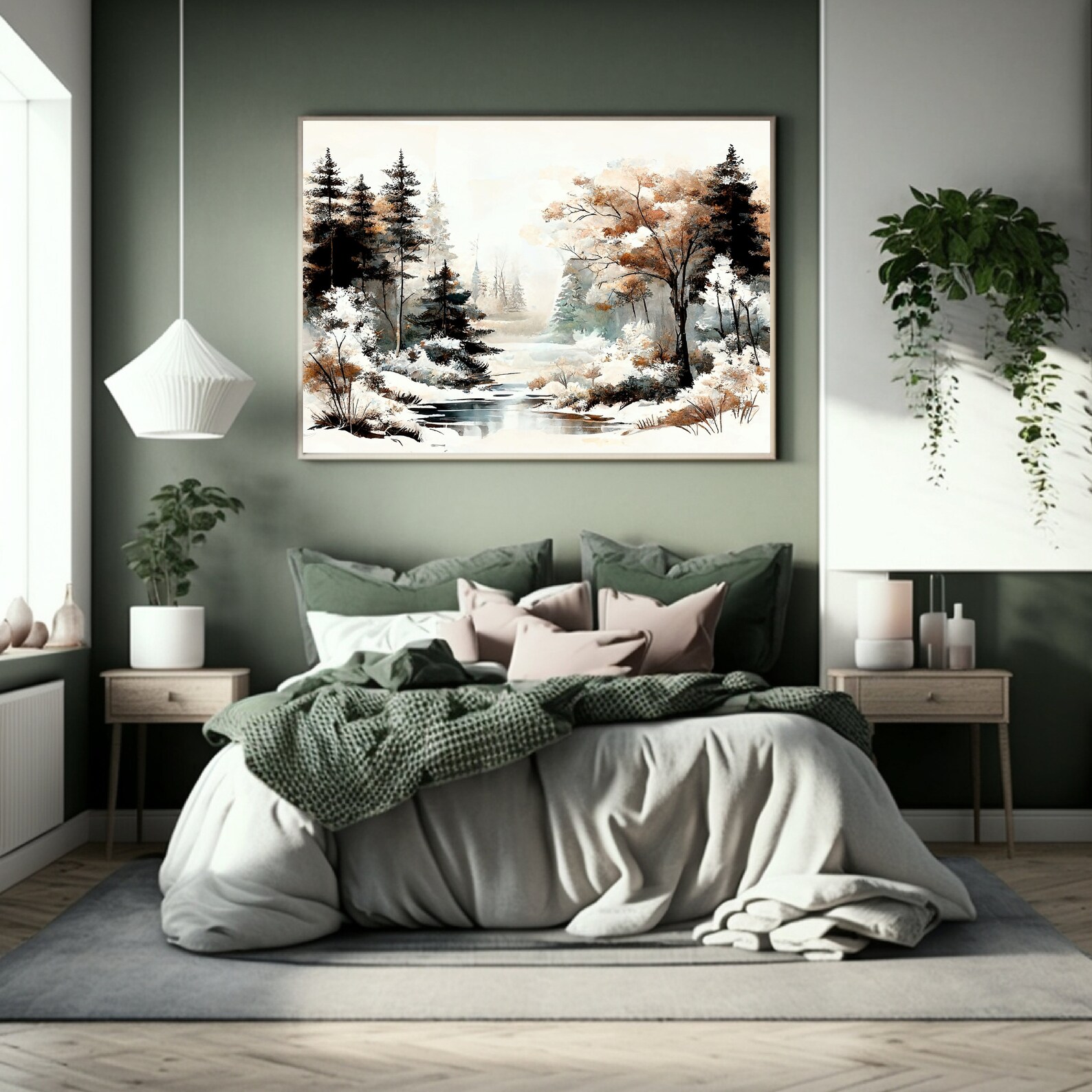Printable Art, Winter Forest, Masculine Wall Art, Pine Tree Wall Art ...