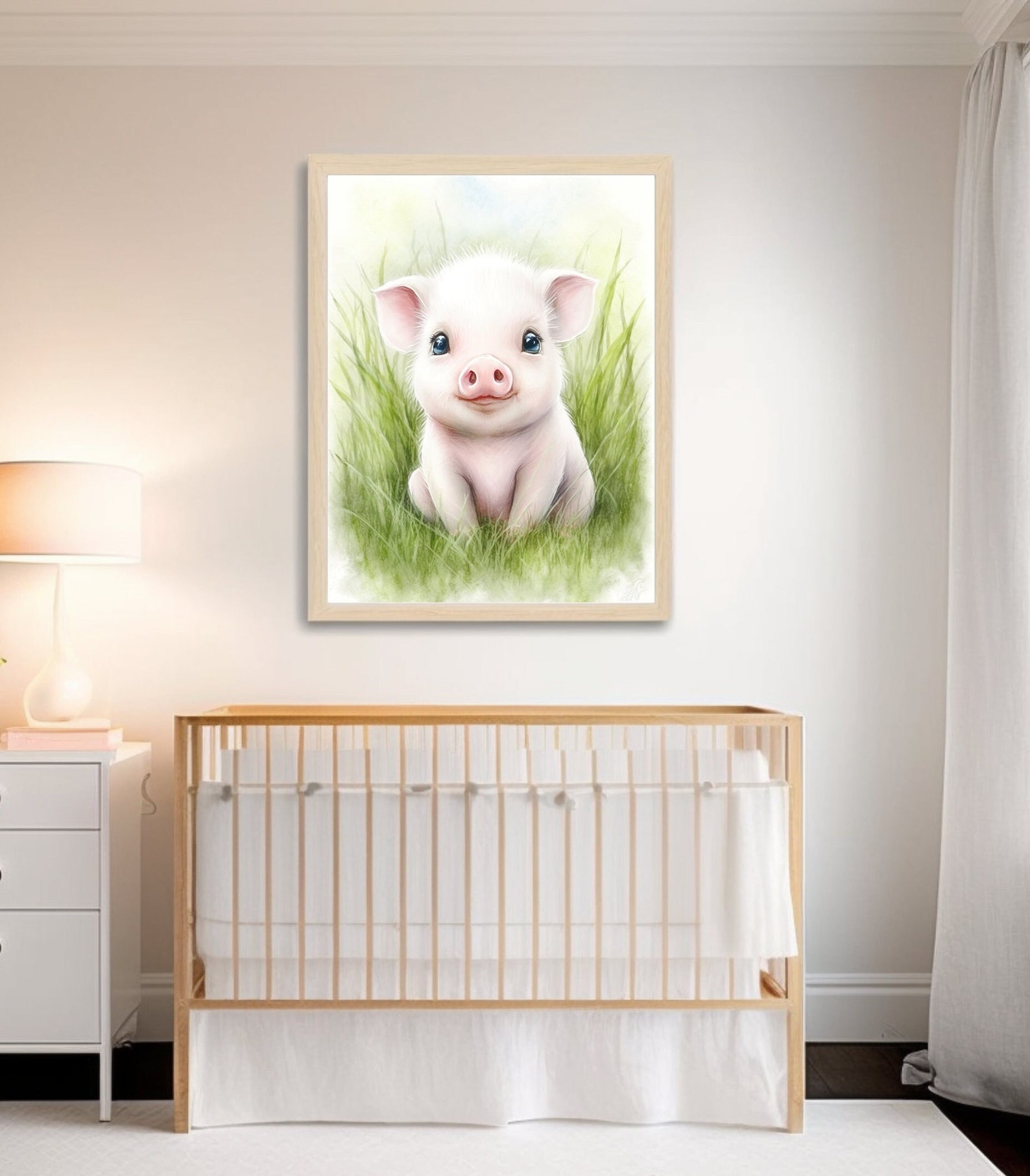 Baby Piglet Nursery Art, Printable, Nursery Wall Art Pig, Baby Shower ...