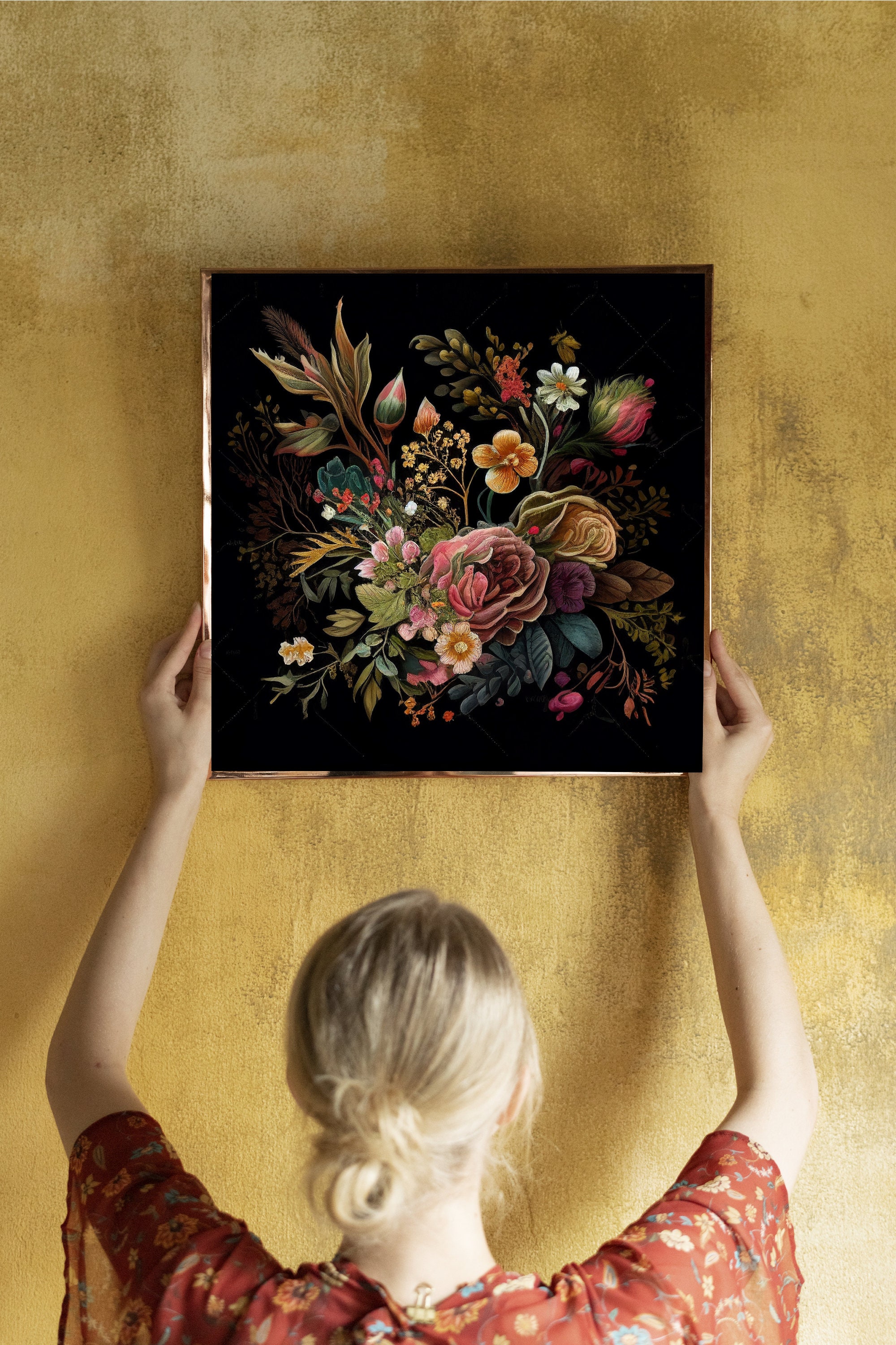 Bold Black Floral Art, Moody, Bohemian Florals, Boho, Botanicals, Drama ...