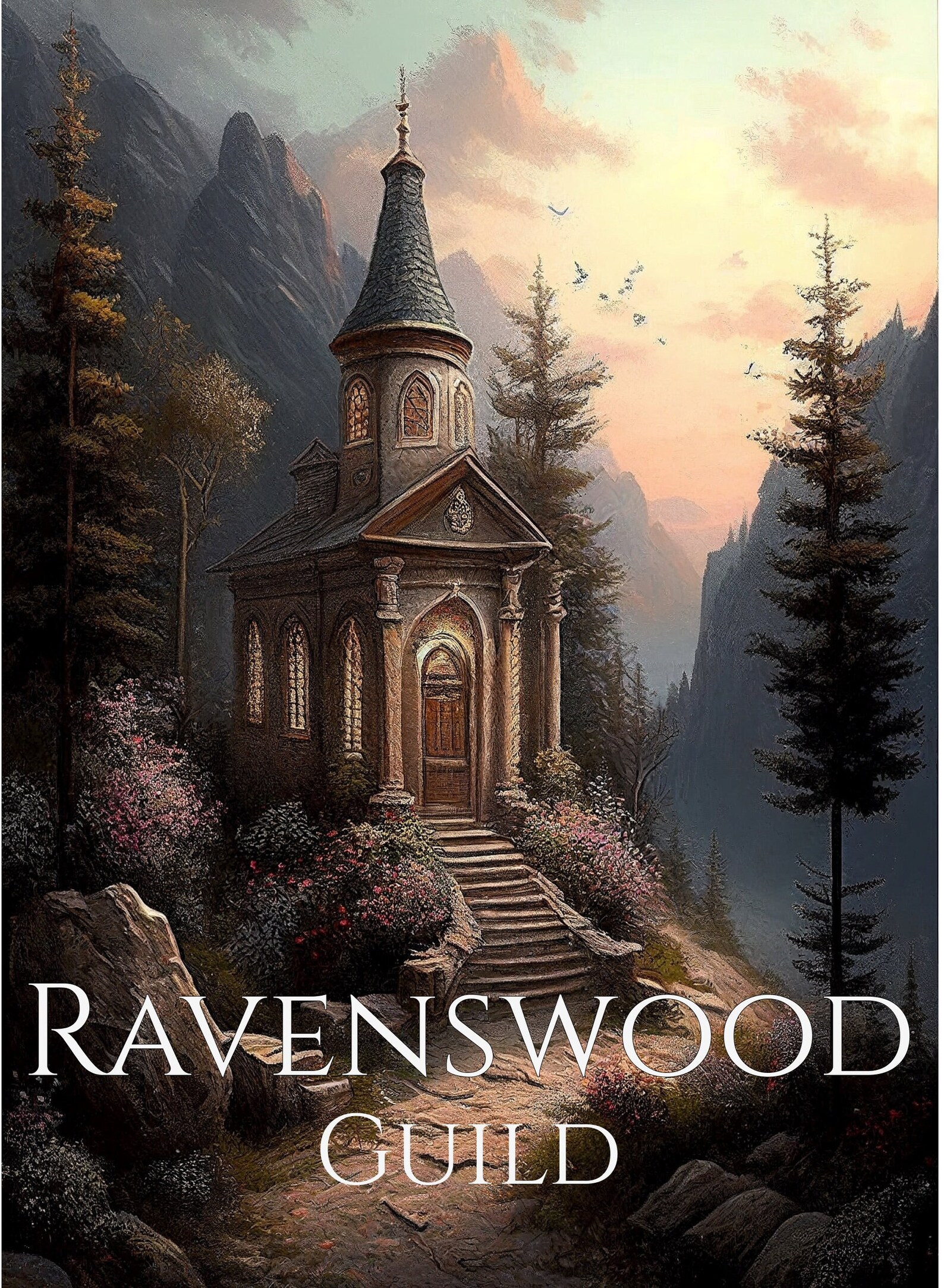 Printable Wall Art, Woodland Chapel, Earth Tones Wall Art, Mountain ...