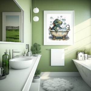 Printable Wall Art, Dragon Wall Art, Cute Baby Dragon, Bathroom Print ...
