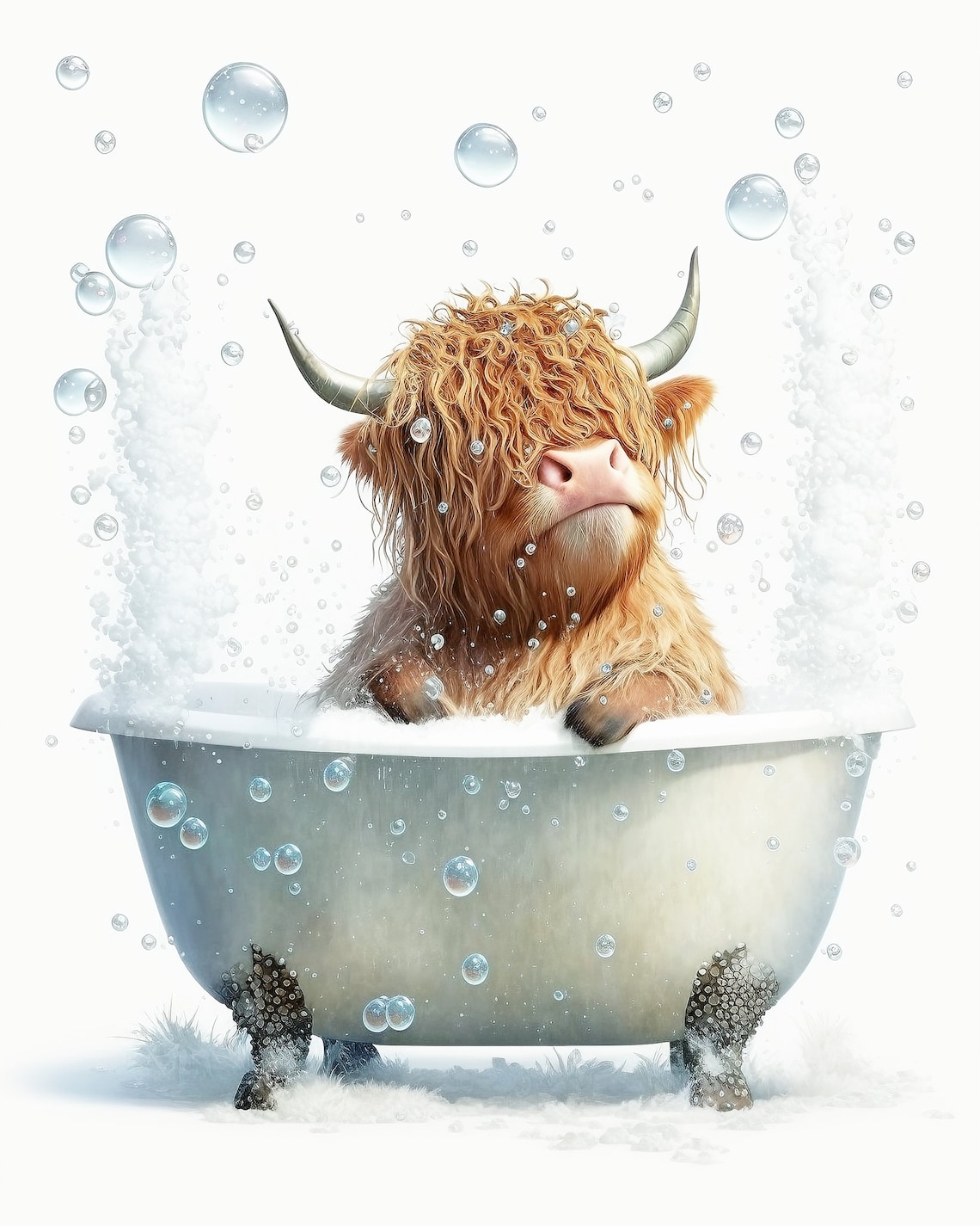 Printable Art Scottish Highland Cow in Bathroom Highland Cow - Etsy