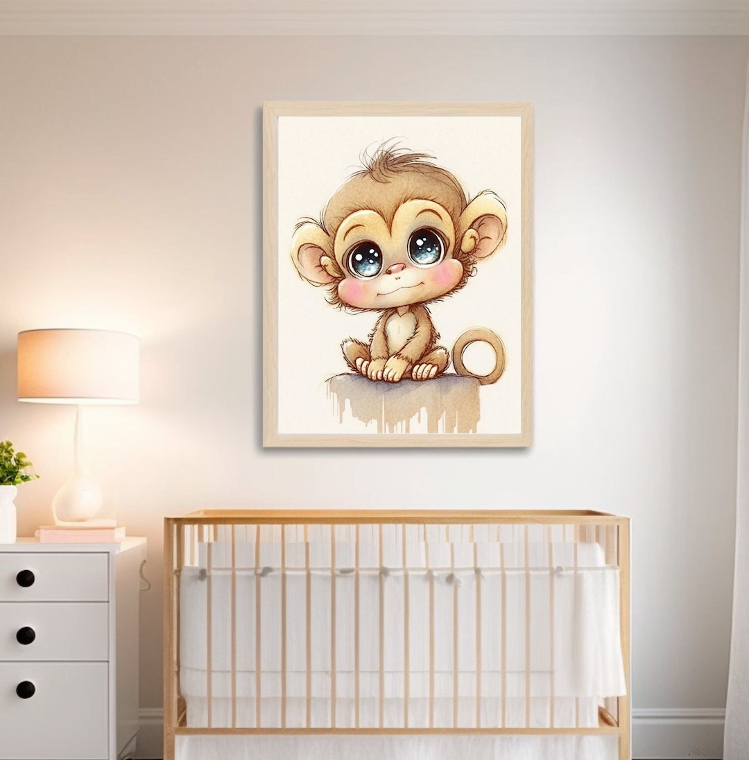 Baby Monkey Nursery Decor, Cute Monkey Decor, Nursery Wall Art for Boys ...