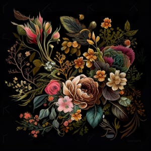 Bold Black Floral Art, Moody, Bohemian Florals, Boho, Botanicals, Drama ...