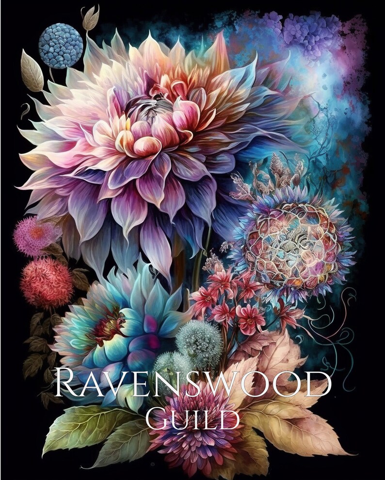 Printable Wall Art, Psychedelic Floral Wall Art Print, Jewel Tone Wall ...