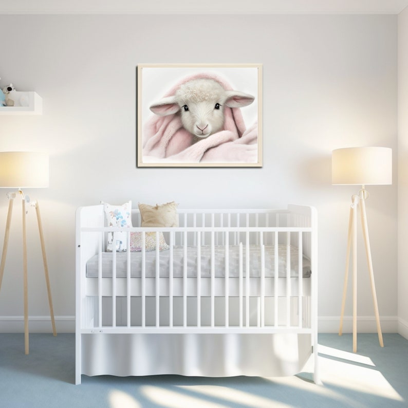 Printable Art, Little Lamb Wall Art, Pink Baby Girl Lamb, Tiny Lamb ...