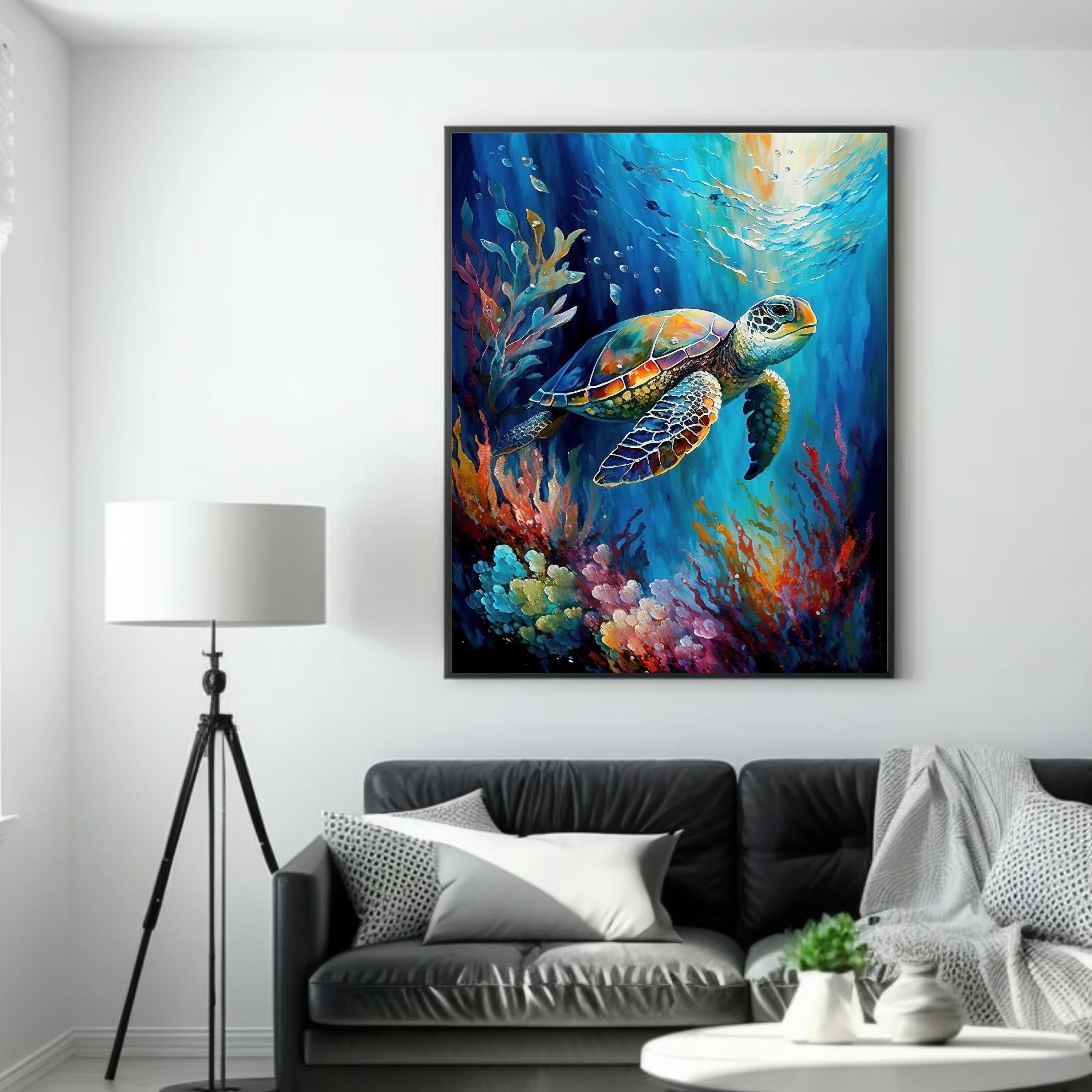 Printable Wall Art, Sea Turtle Art, Turtle Lover Gifts, Abstract Ocean ...