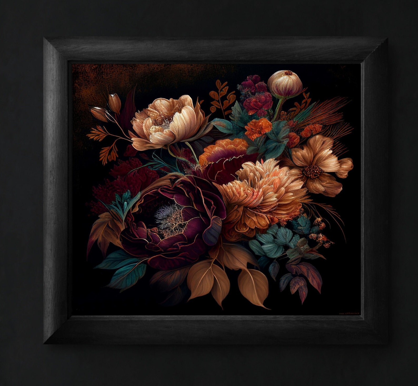 Printable Art Moody Floral Print Dark Floral Print Dark - Etsy