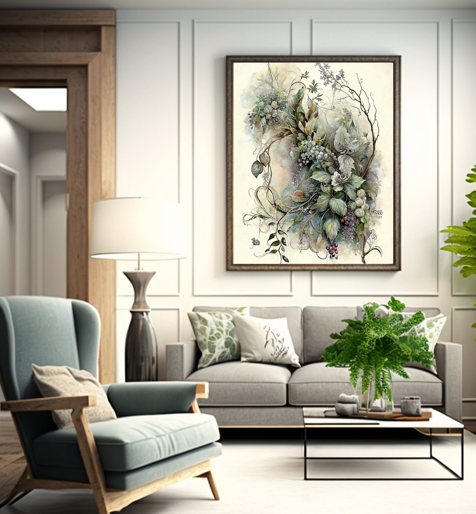 Printable Wall Art, Mediterranean Wall Art, Bloomcore, Sage Green Wall ...