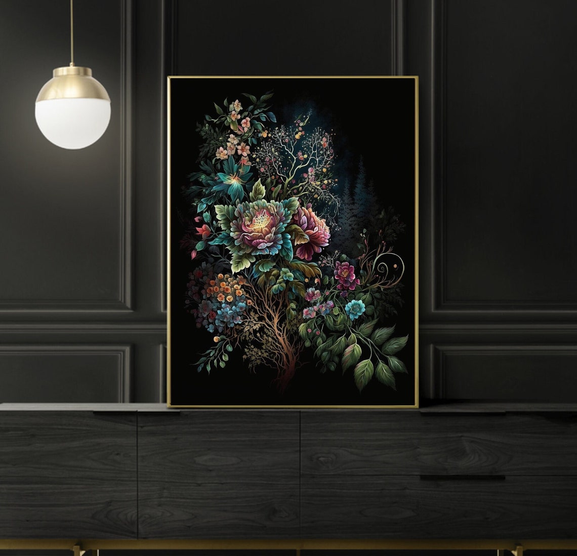 Printable Wall Art Moody Floral Art Dark Botanical Dark - Etsy