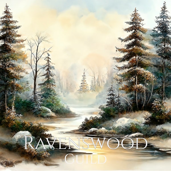 Printable Art, Watercolor Rust Forest, Pine Tree Art, Log Cabin Decor ...