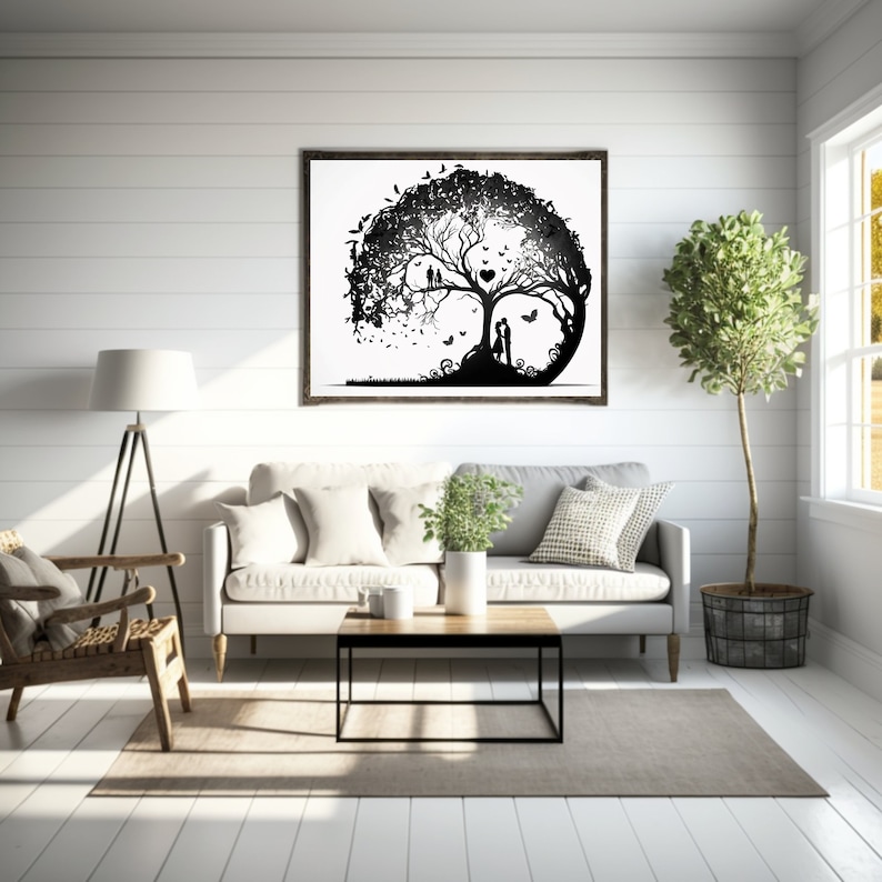 Whimsical, Black & White Family Tree, Printable Download, Family Wall ...