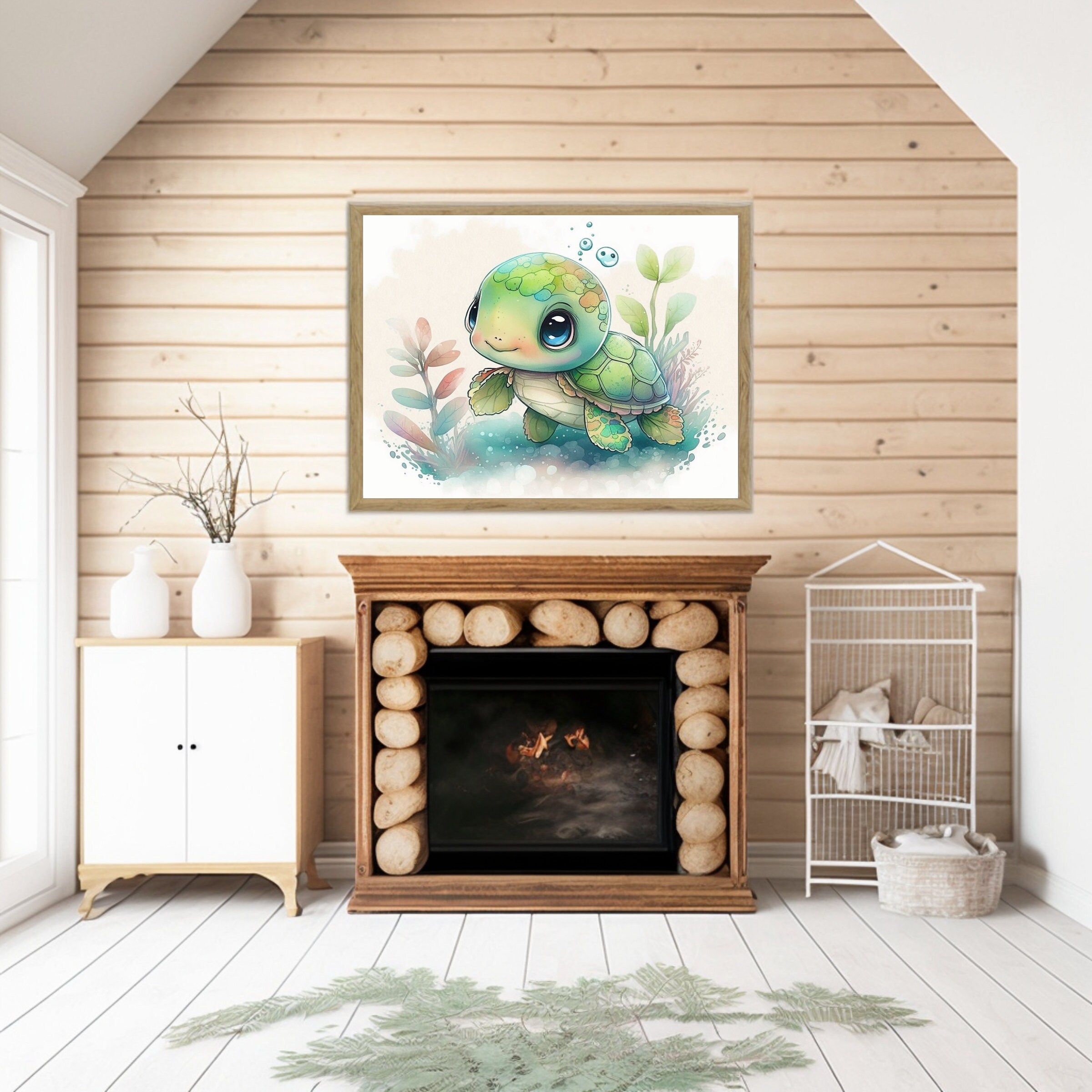 Printable Art, Sea Turtle Nursery, Under the Sea, Cute Baby Turtle ...