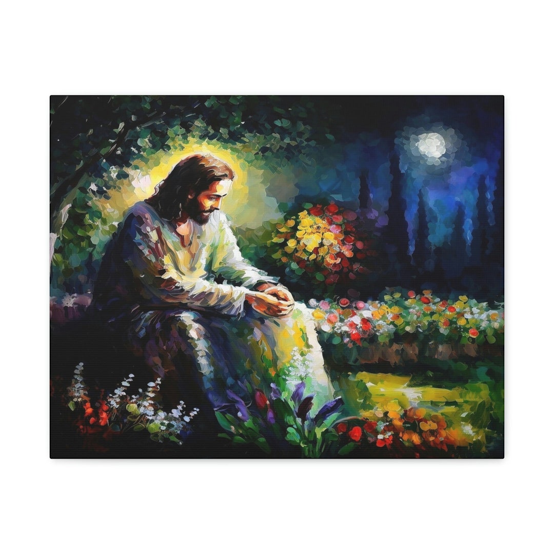CANVAS Wall Art, Jesus in the Garden, Christian Wall Art Canvas ...