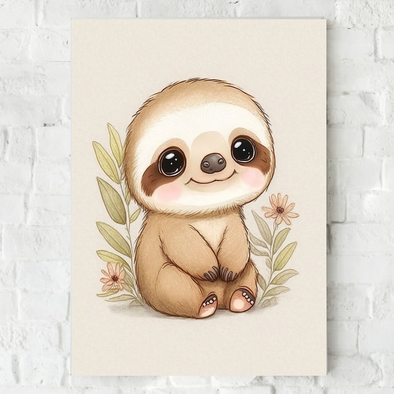 Printable Art, Cute Sloth Baby Nursery Decor, Sloth Baby Shower Print ...