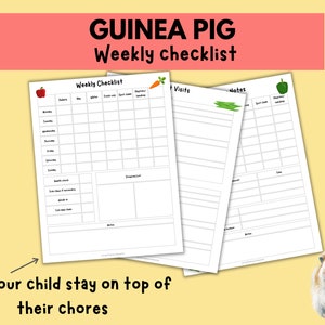 Guinea Pig Planner Printable for Children, Chore Chart for Kids, Guinea ...